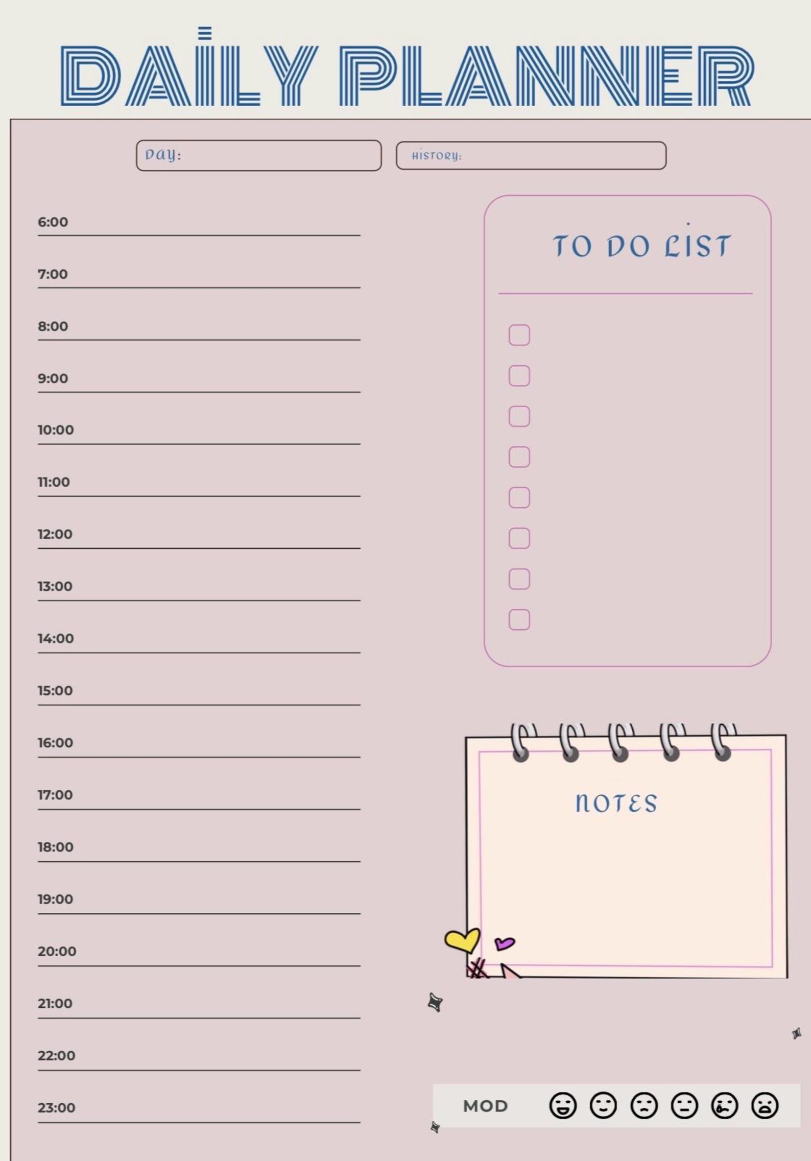 Aesthetic Daily Planner Printable | Minimalist Digital To-do List ...