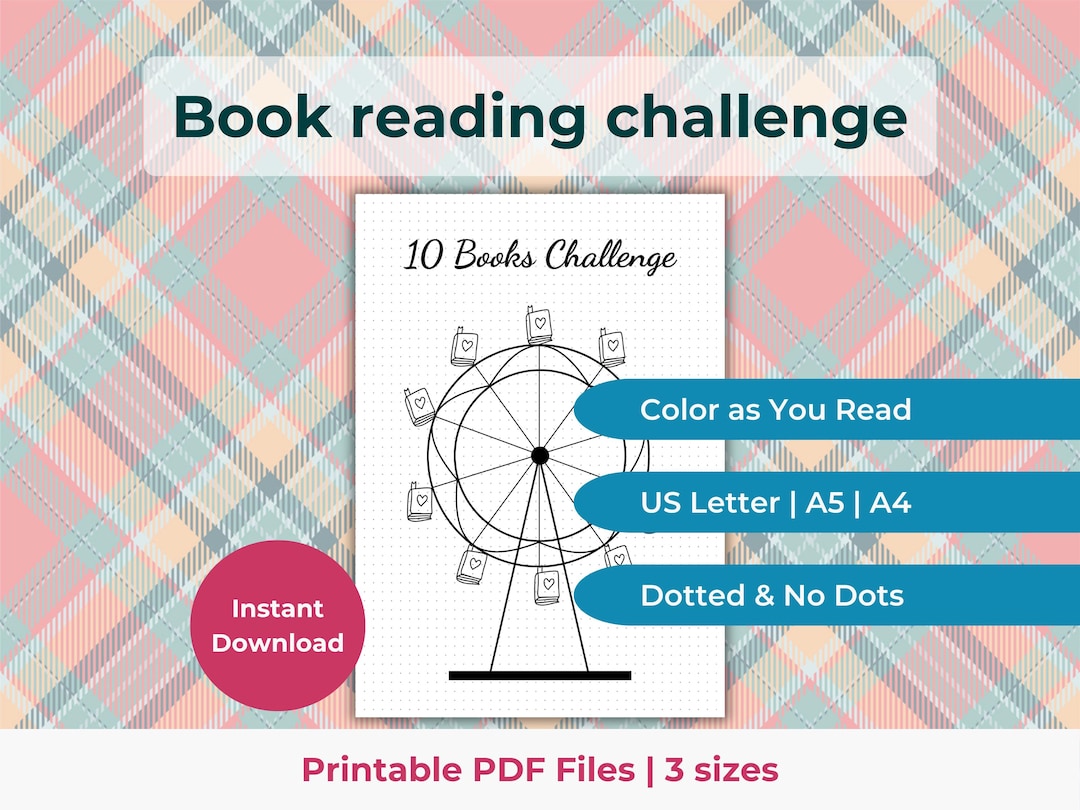 10 Book Reading Challenge, Printable Journal Page, Reading Log, Book ...