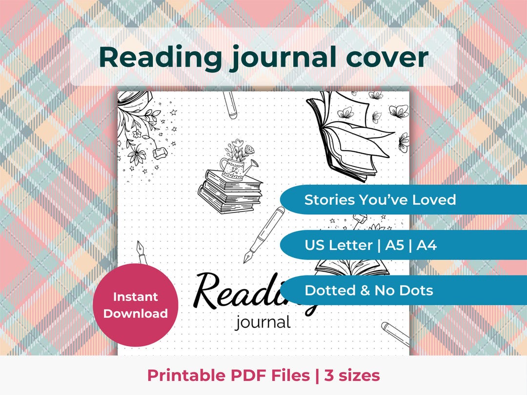 Reading Journal Cover Page, Printable Journal Page, Book Journal Title ...