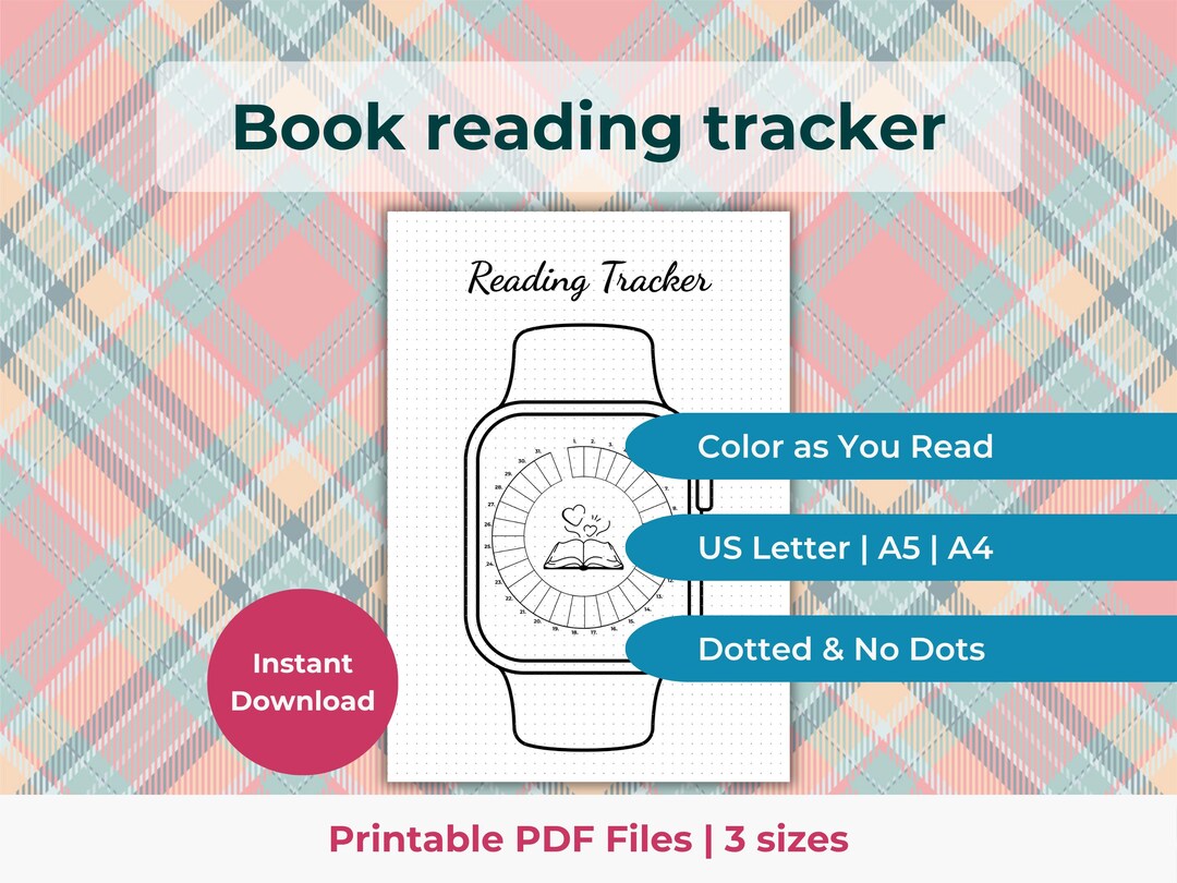 Daily Reading Habit Tracker Printable, 31 Day Book Challenge Log for ...
