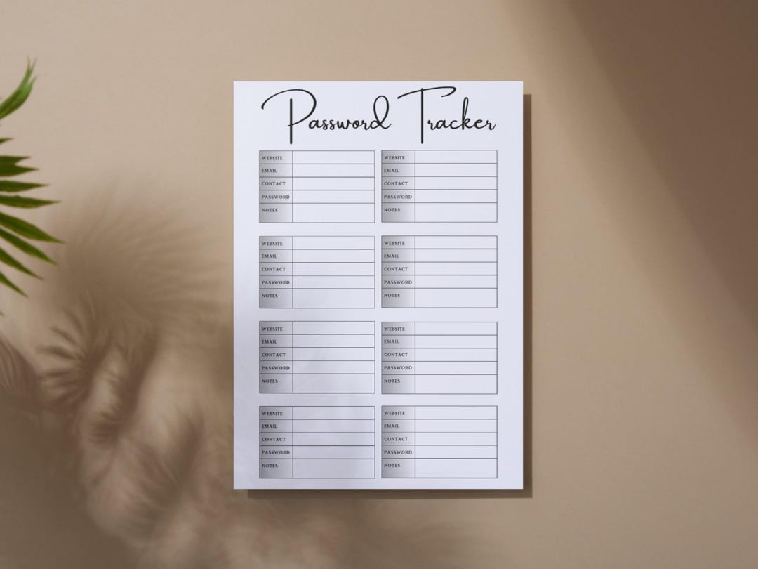 Printable Password Tracker, Password Log and Password Keeper, Journal ...