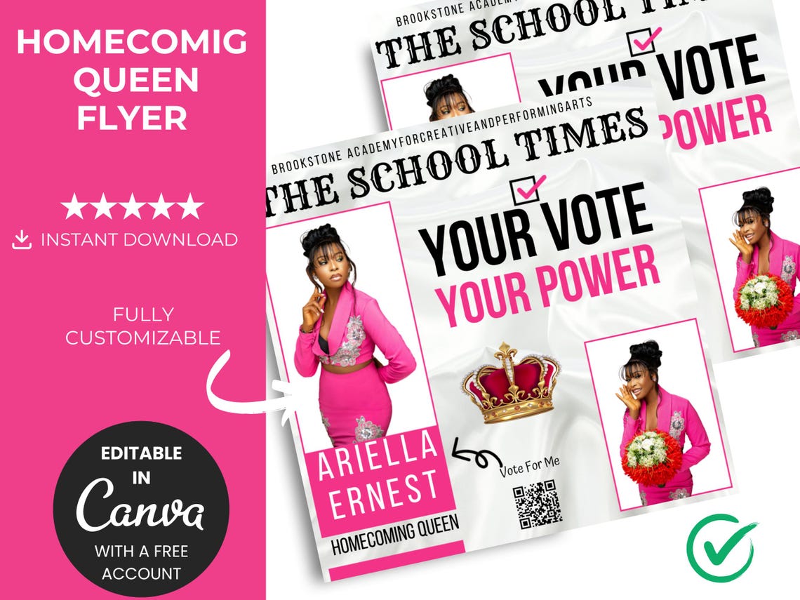 Homecoming Queen Flyer | Vote for Me Flyer | Class President Election ...