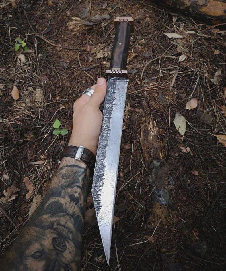 Custom Handmade Hand Forged 1095 Steel Viking Seax Knife Norse Blade ...
