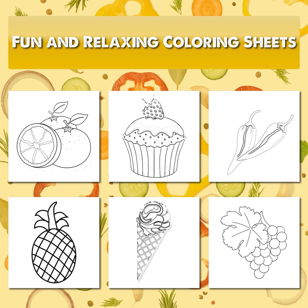 Food & Drink Coloring Pages | Fun Printable Sheets (digital Download ...