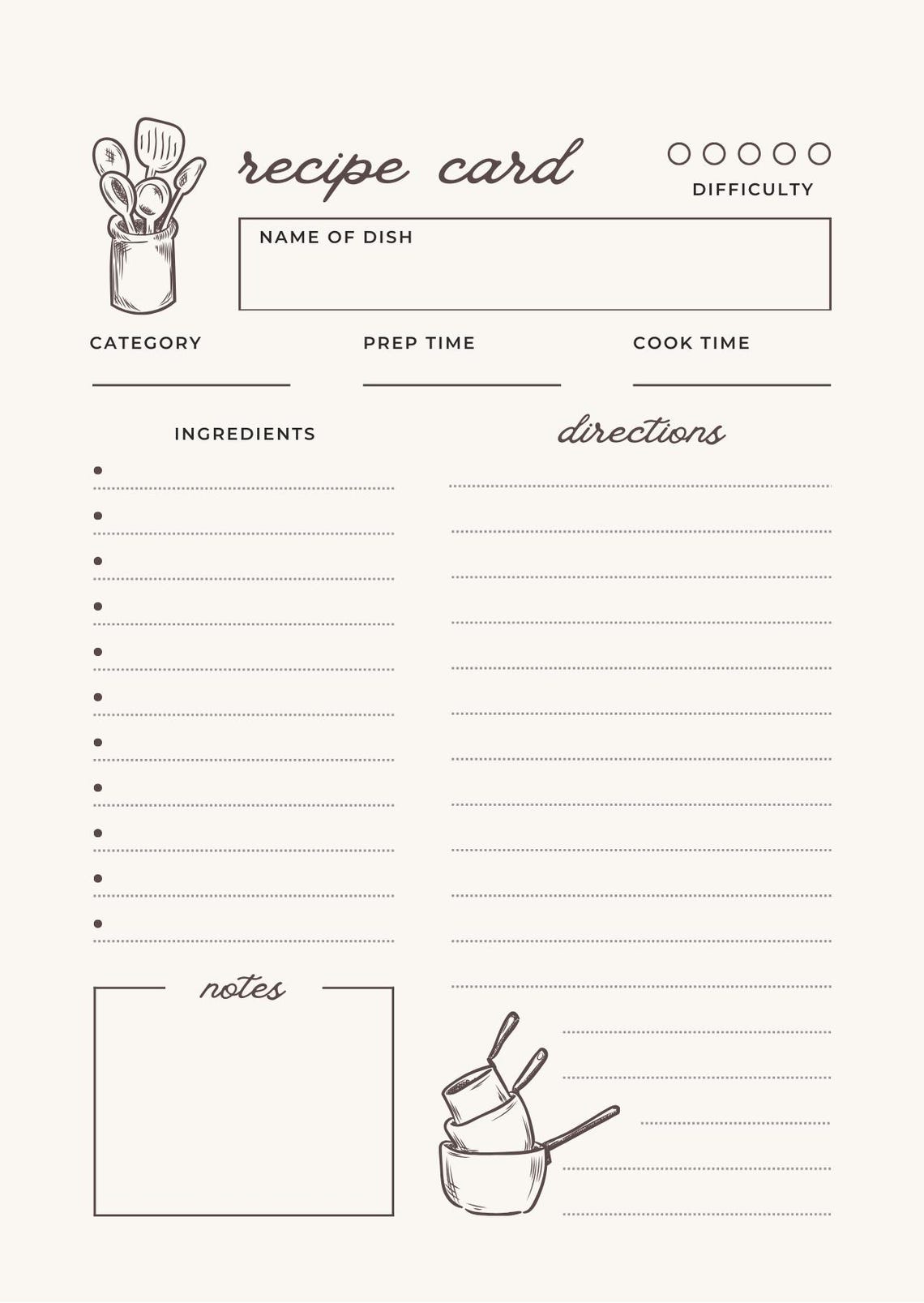 Two Design Recipe Cards A4 Size | Customize Restaurant Recipe Book ...