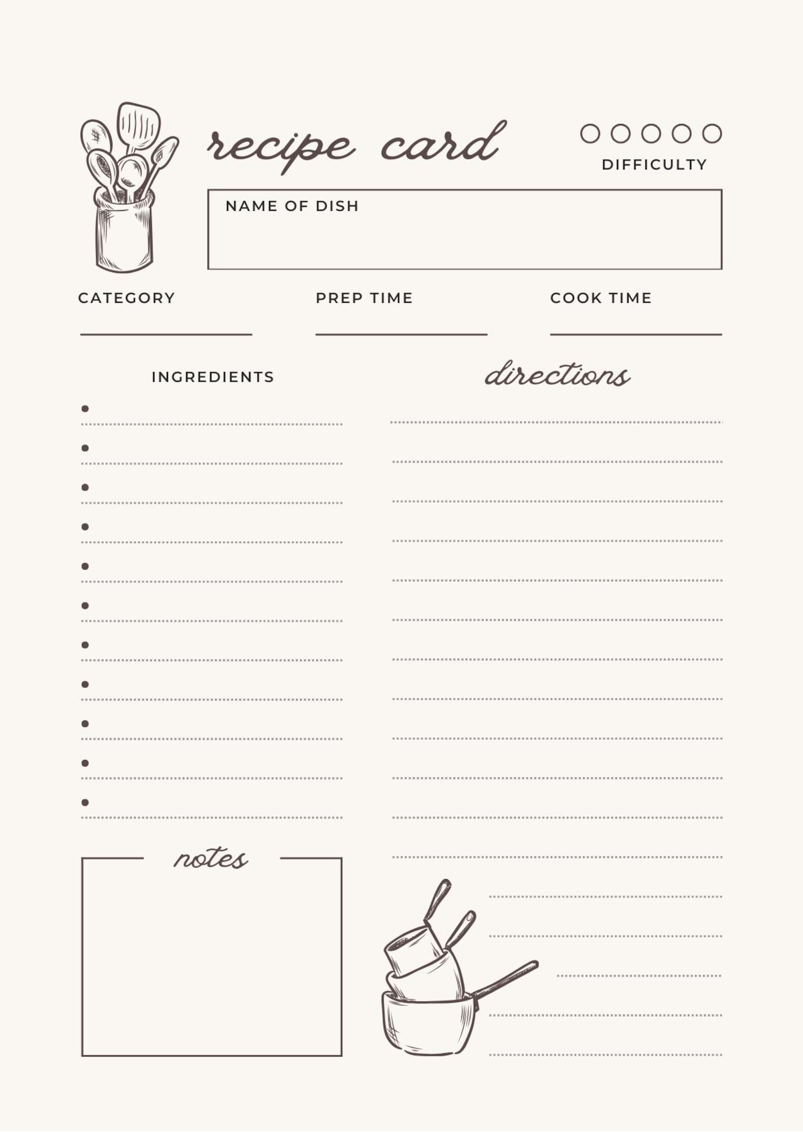 Two Design Recipe Cards A4 Size | Customize Restaurant Recipe Book ...