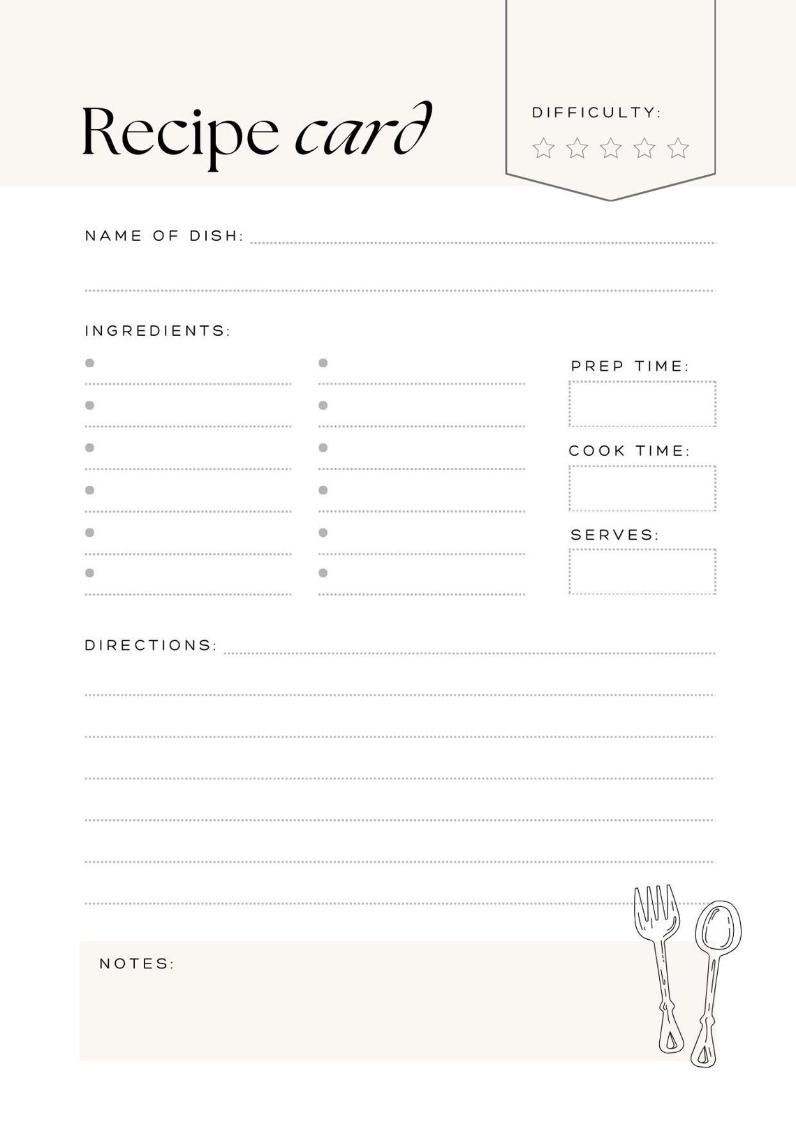 Two Design Recipe Cards A4 Size | Customize Restaurant Recipe Book ...