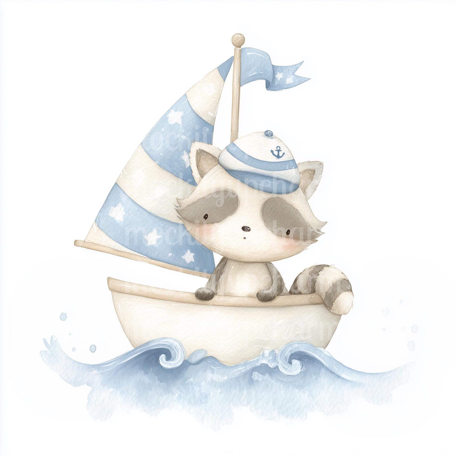 10 Sailing Cute Animals Clipart, Nursery High Quality Jpgs, Printable ...