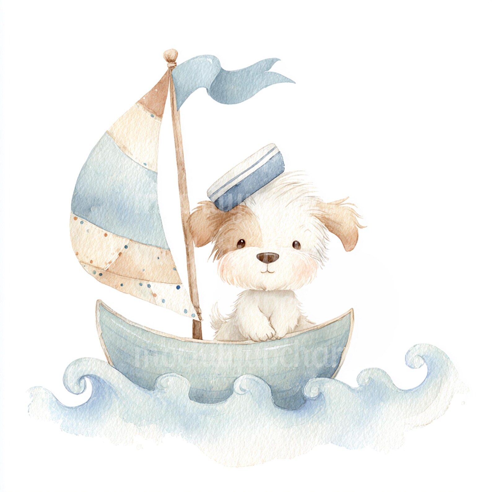 10 Sailing Cute Animals Clipart, Nursery High Quality Jpgs, Printable ...