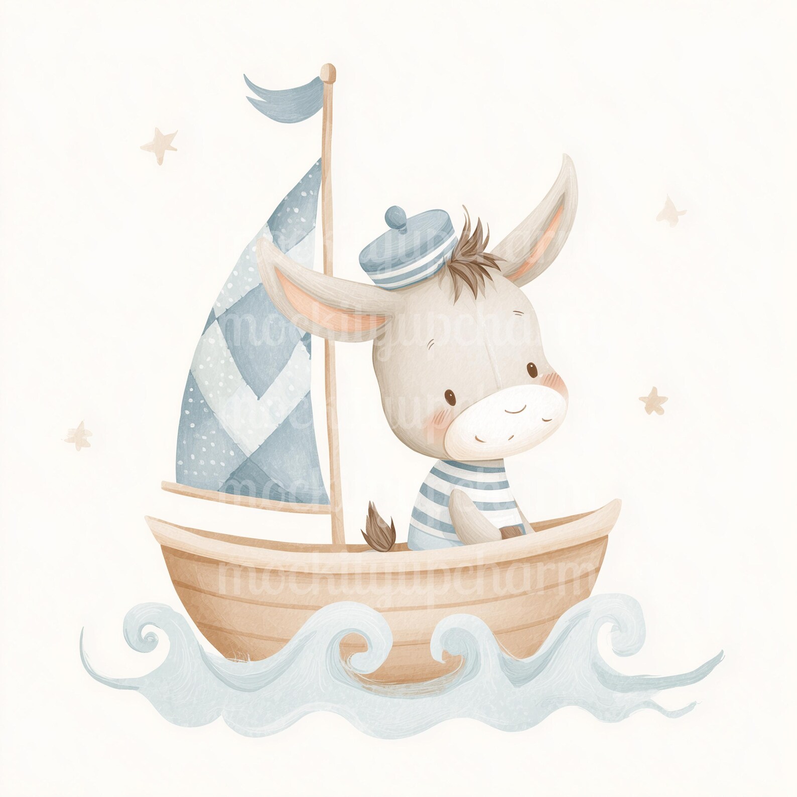 10 Sailing Cute Animals Clipart, Nursery High Quality Jpgs, Printable ...
