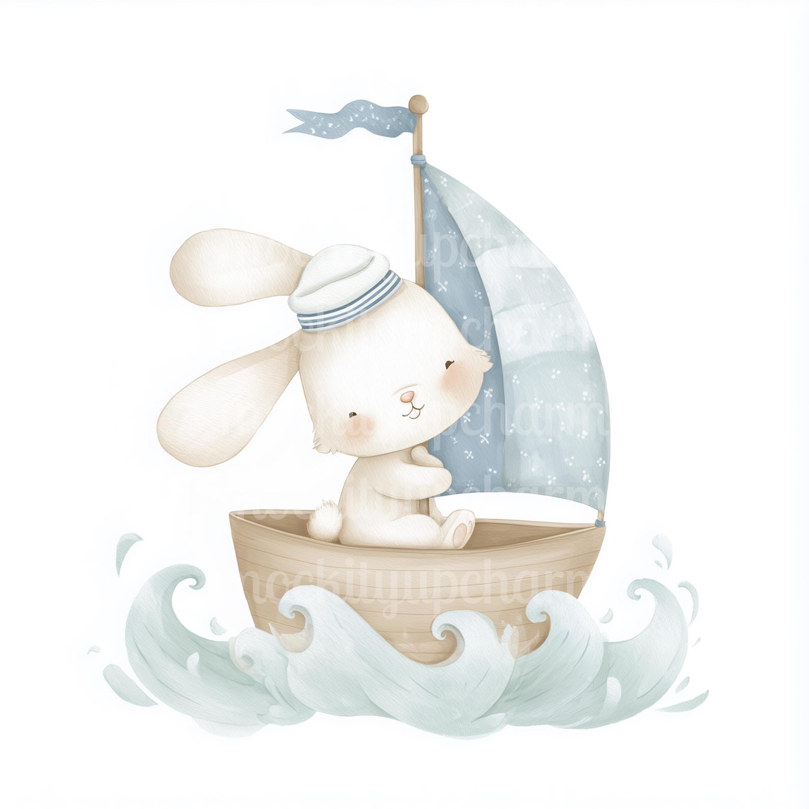 10 Sailing Cute Animals Clipart, Nursery High Quality Jpgs, Printable ...