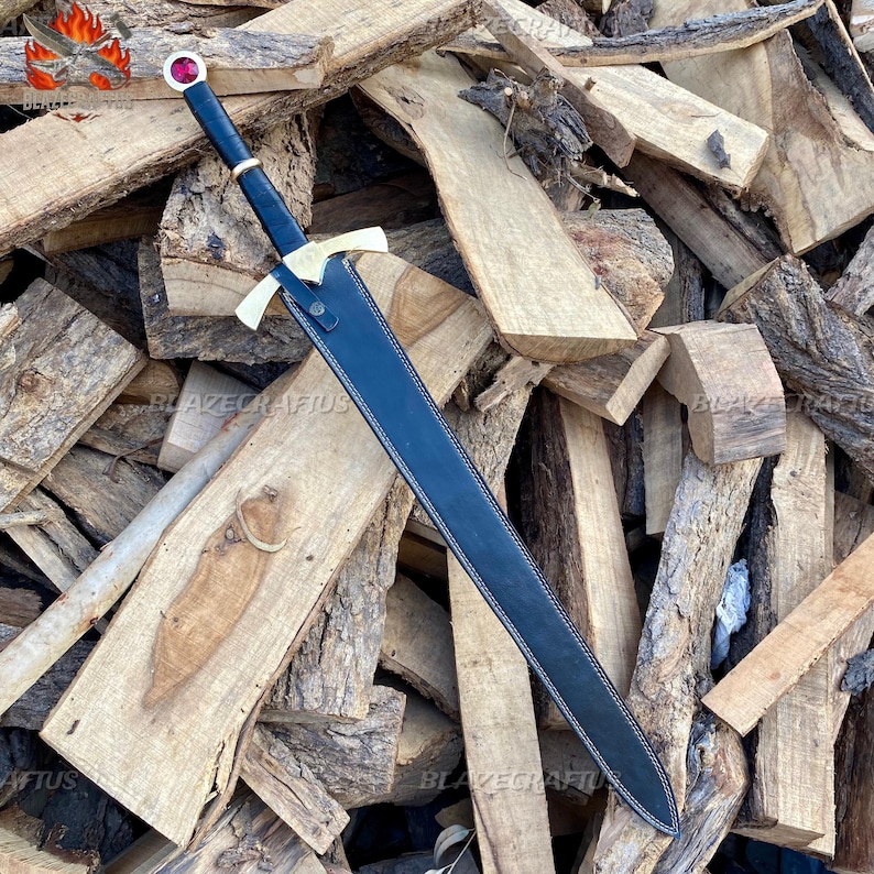 Handmade Goldryn Sword | Throne of Glass Replica | Ruby Inlay Medieval ...