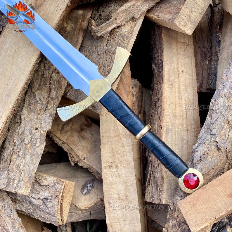 Handmade Goldryn Sword | Throne of Glass Replica | Ruby Inlay Medieval ...