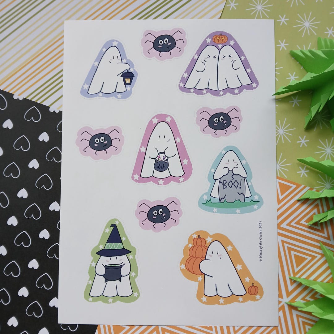 Halloween Ghost Sticker Sheet | Spooky Waterproof Vinyl Stickers - Etsy