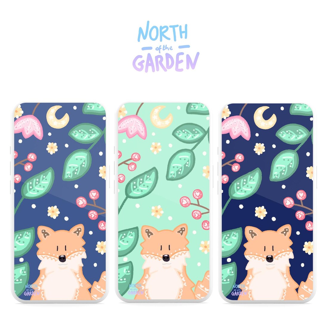 Fox Phone Wallpaper | Cute Scandi Phone Background in Navy, Blue and ...