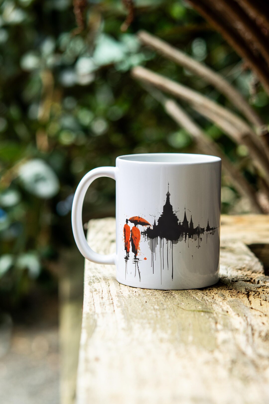 Monk Street Art Ceramic Mug, Zen Coffee Cup, Minimalist Tea Mug ...