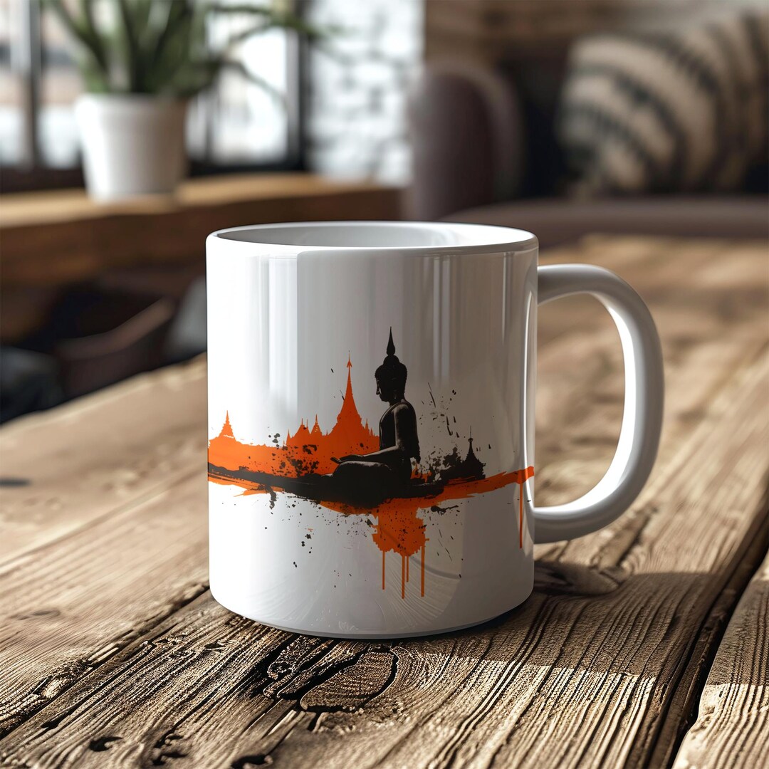 Meditating Buddha Mug, Zen Coffee Cup, Buddhism Tea Mug, Mindfulness ...