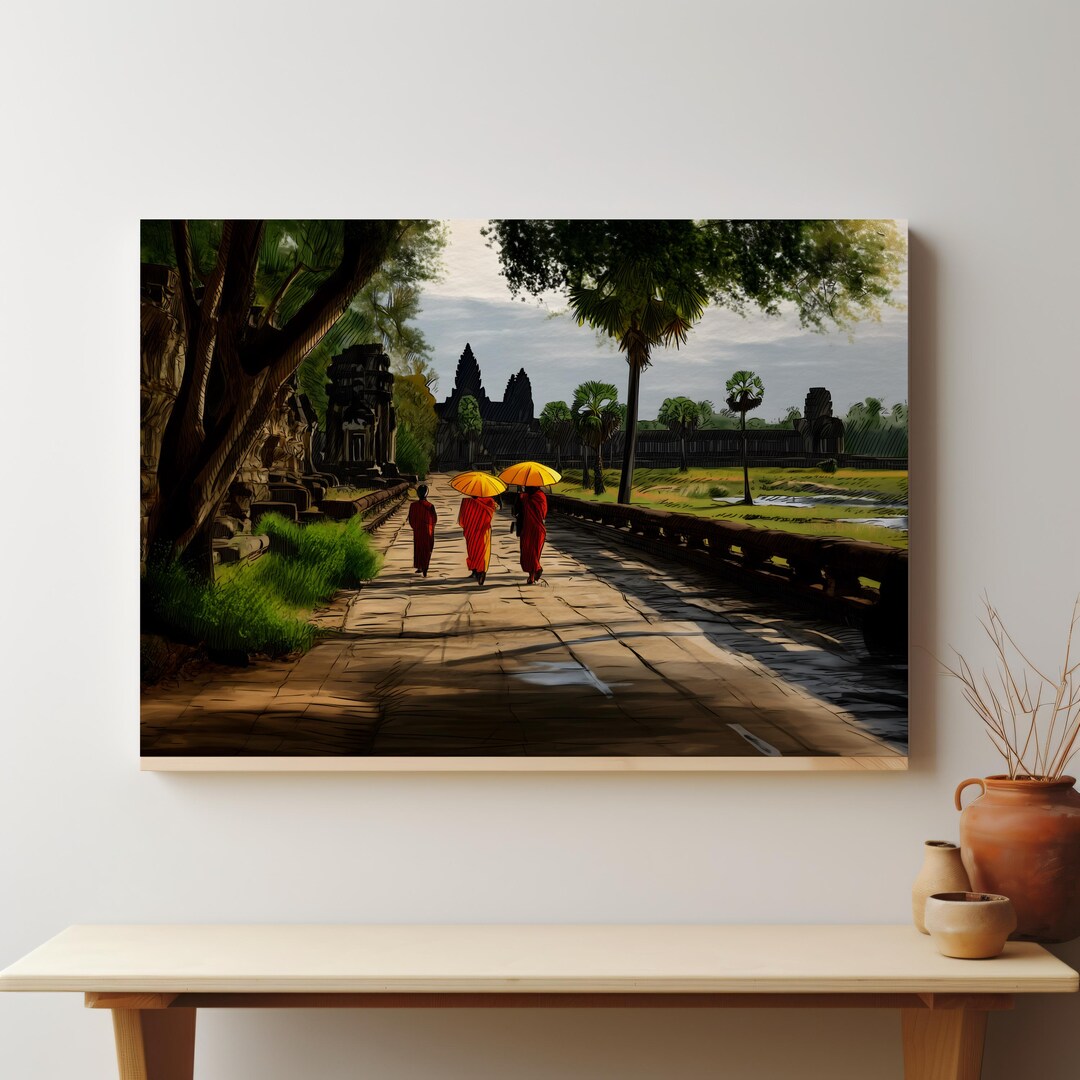 Khmer Culture Canvas Art: Buddhist Monks Morning Prayer Temple Scene - Etsy