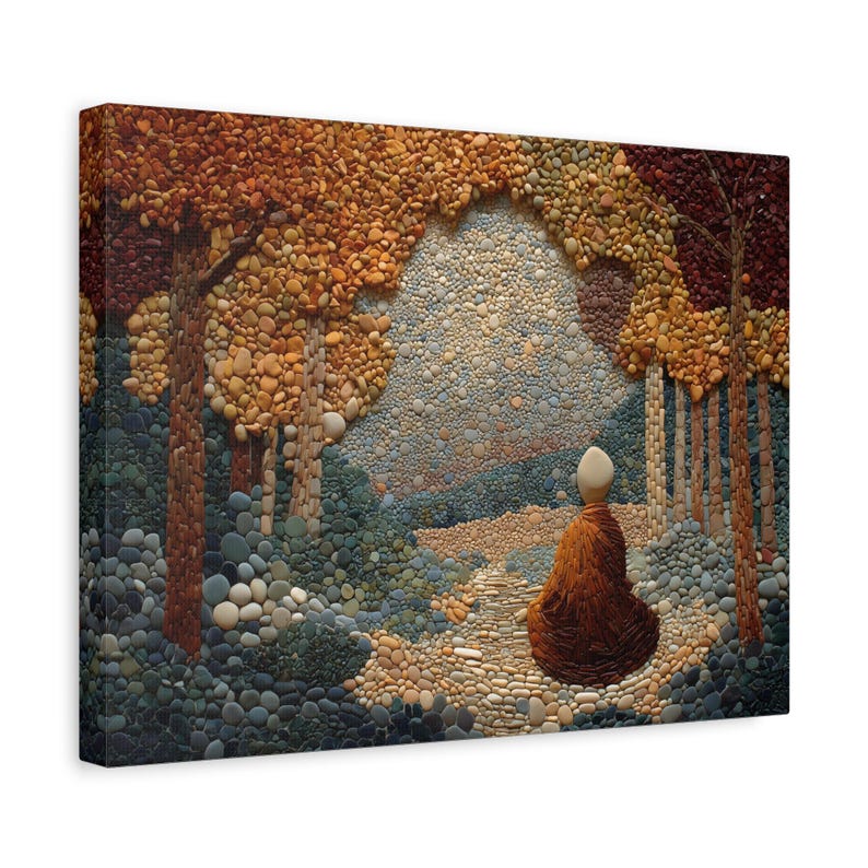Zen Monk Stone Mosaic Canvas, Mindfulness Wall Art - Etsy