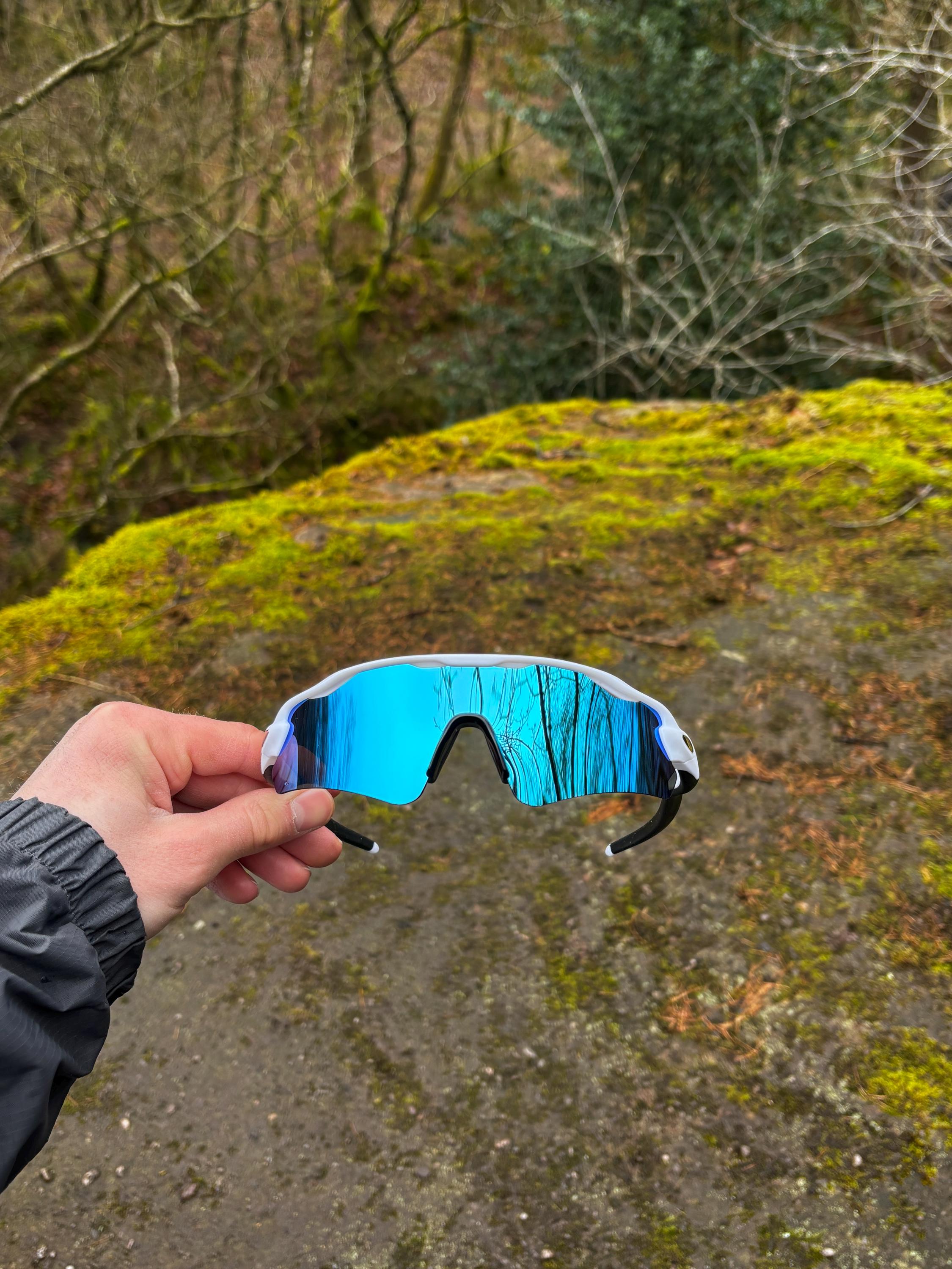 White & Blue Sports Sunglasses - EV Radar Style, Radar Path Style UV400 ...