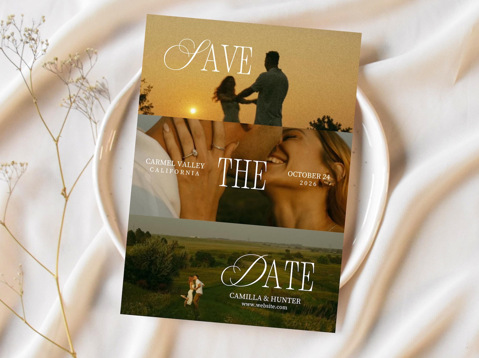 Cinematic Photo Save the Date Template: Old Money Wedding (canva ...