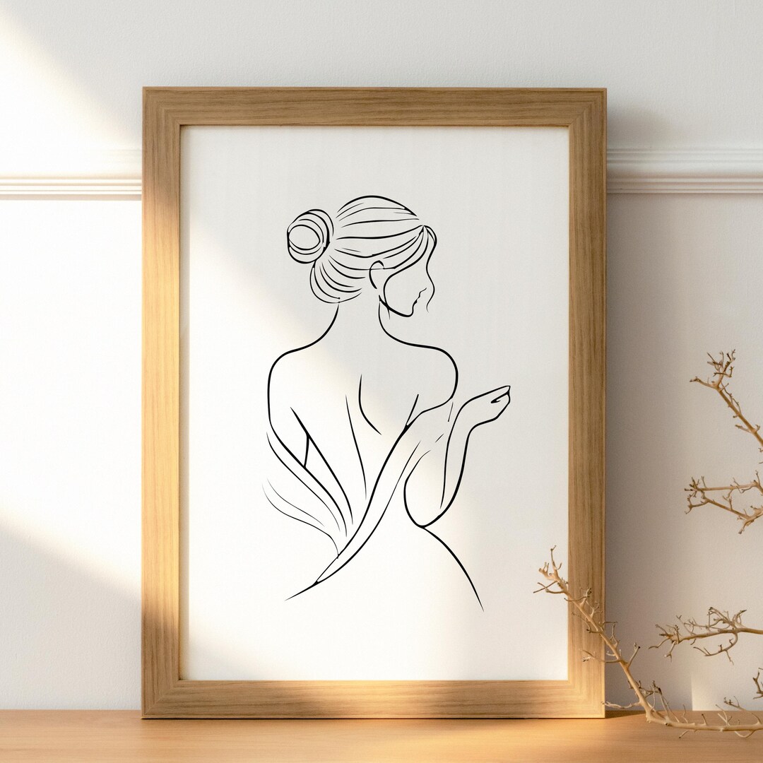 Minimalist Woman Line Drawing Wall Art Print - Modern Feminine Body ...