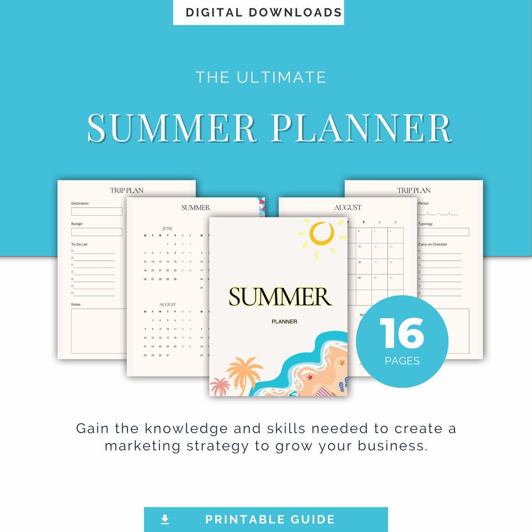 Summer Planning Template | Printable Daily and Weekly Organizer for a ...