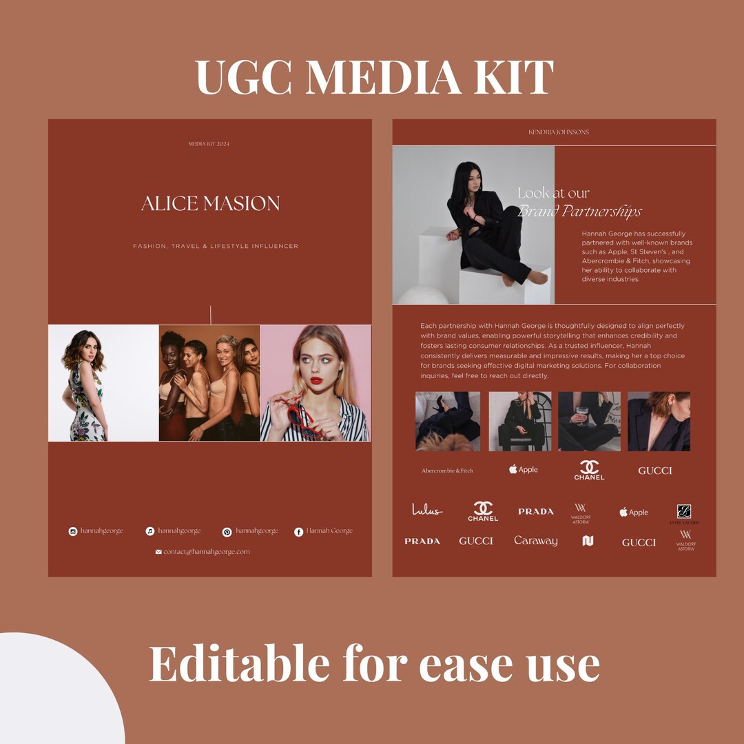 UGC Media Kit Template for Creators | Canva Editable Press Kit ...