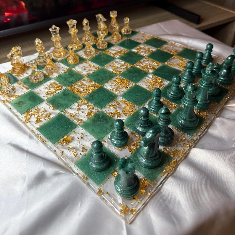 Custom Resin Chessboard: Epoxy Chess Set With Handcrafted Pieces - Etsy