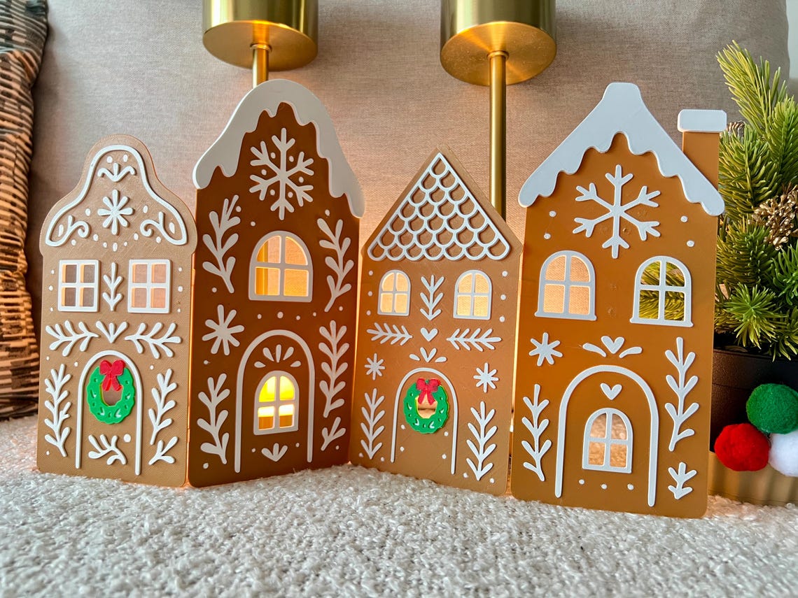 Christmas Gingerbread Village 3D Print Files (4pcs) - Etsy
