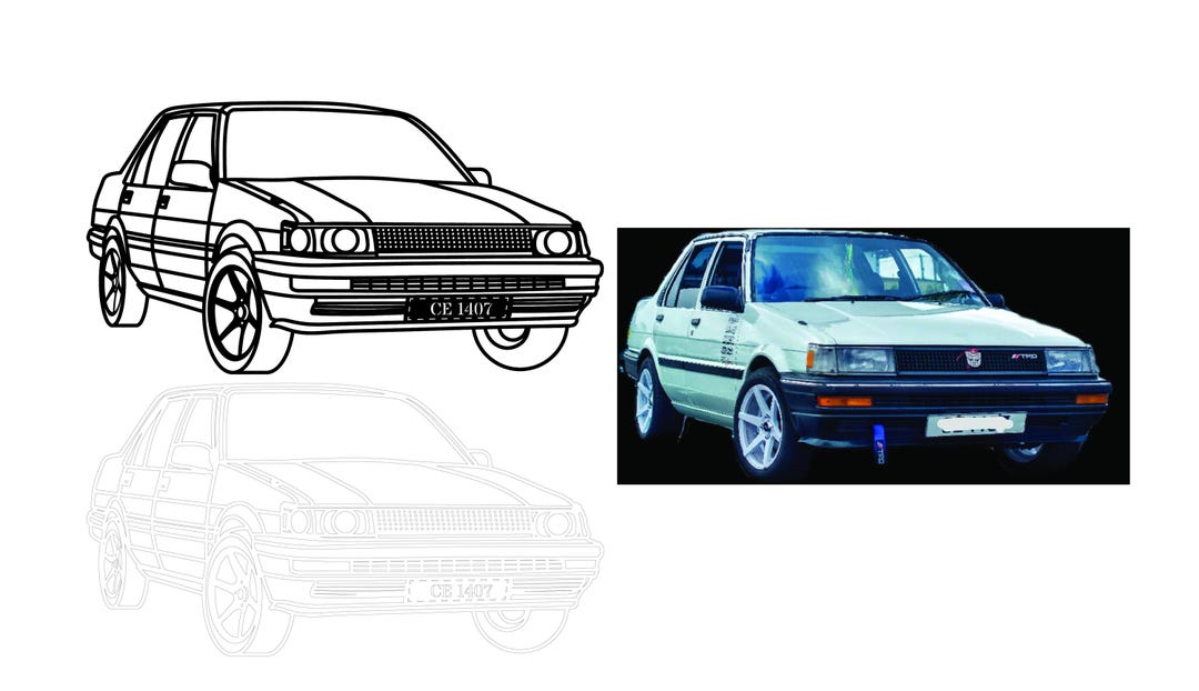 Toyota Corolla 1986 Vector DXF Design - Etsy