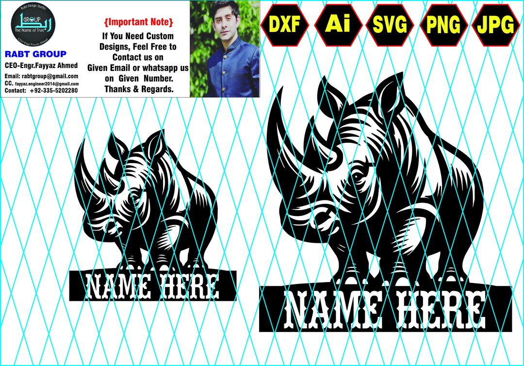Rhino Name Plate – CNC & Laser Cutting File - Etsy