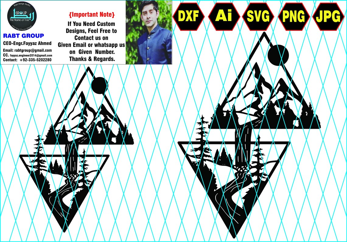 Mountains With Waterfall in Triangles – Geometric Nature CNC Design - Etsy