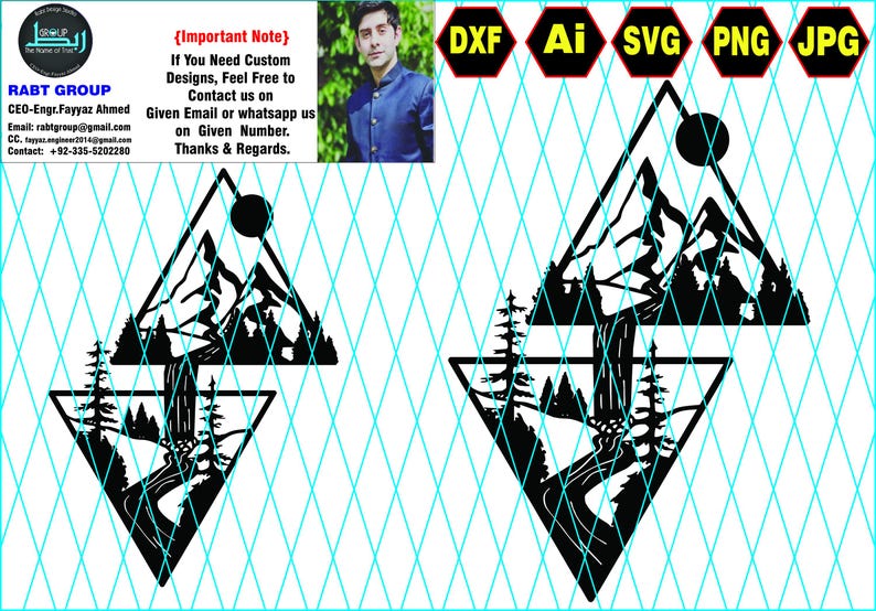 Mountains With Waterfall in Triangles – Geometric Nature CNC Design - Etsy