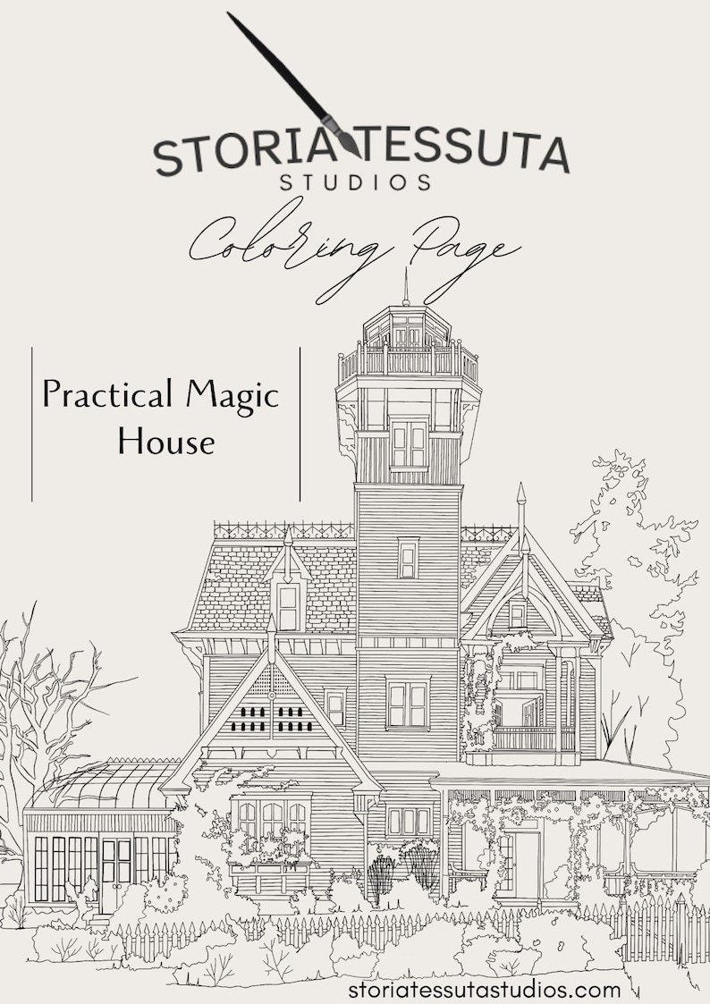 Practical Magic House - Coloring Page - Etsy