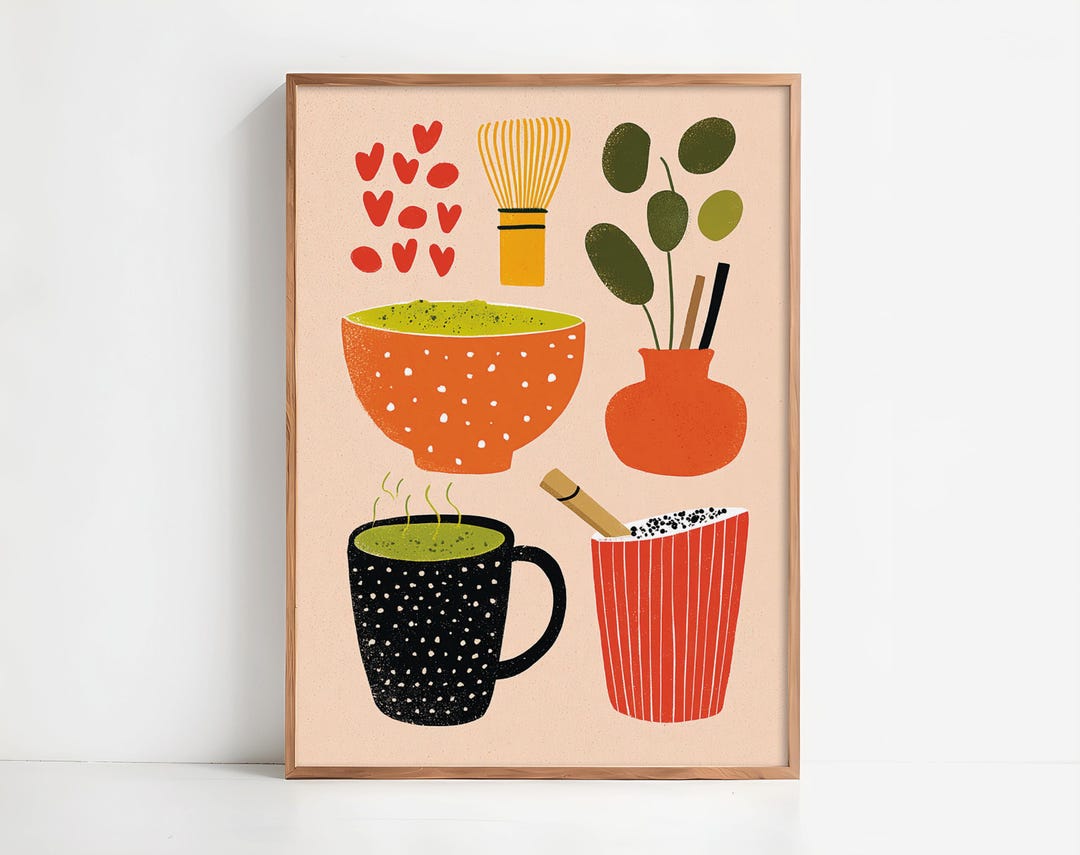 Matcha Tea Art Print: Cozy Japanese Kitchen Decor (digital Download) - Etsy