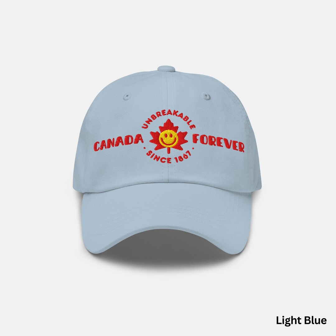 Canada Forever Smiley Embroidered Hat: Patriotic Canadian Cap - Etsy