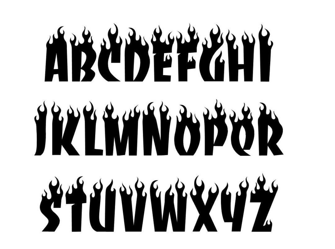 Fire Flame Font Digital PNG - SVG - Etsy