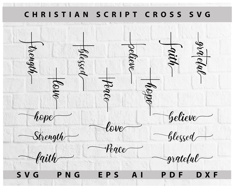 Script Cross Digital PNG - SVG - Etsy