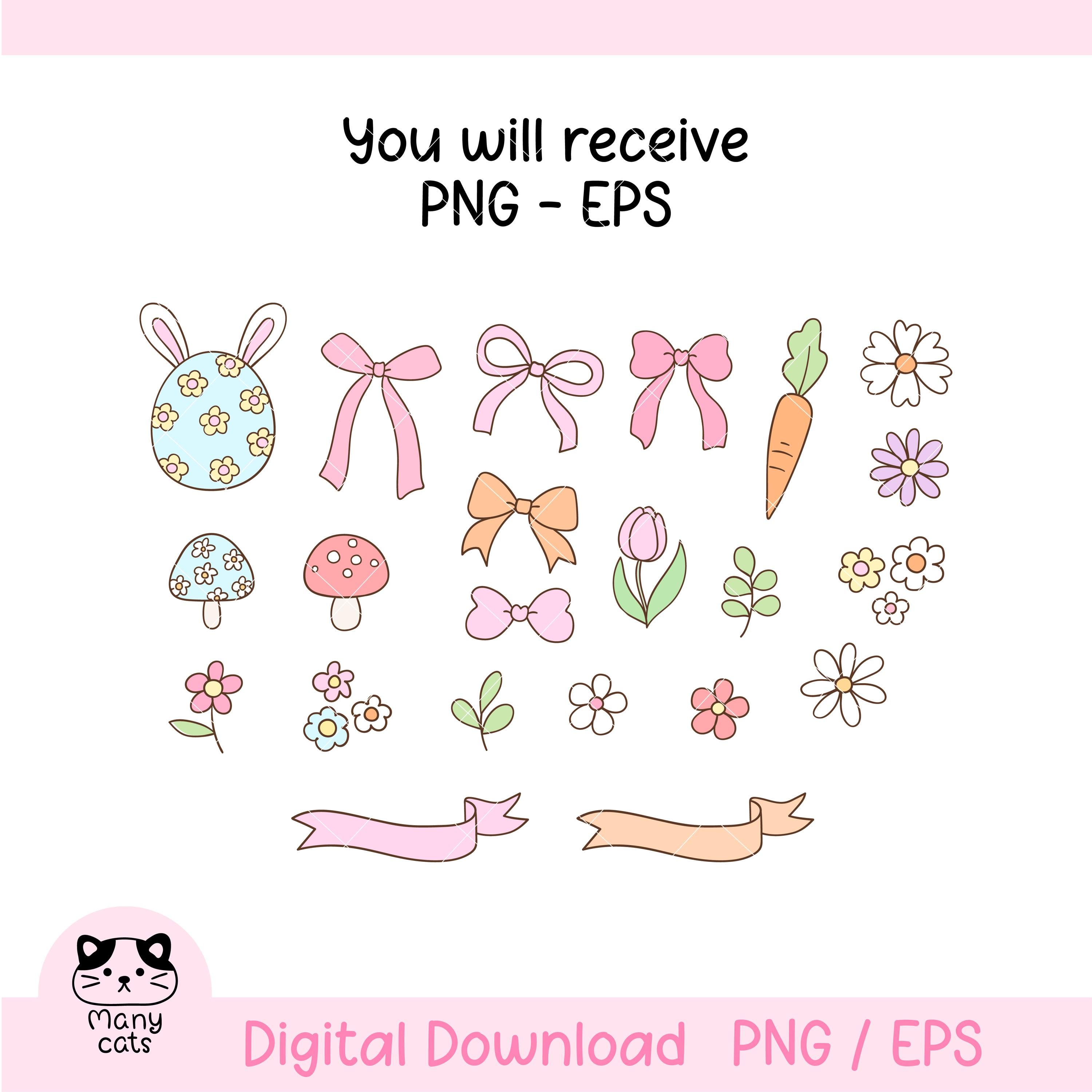 Retro Groovy Easter Clipart Hippie Clipart Spring Garden Clipart Pastel ...