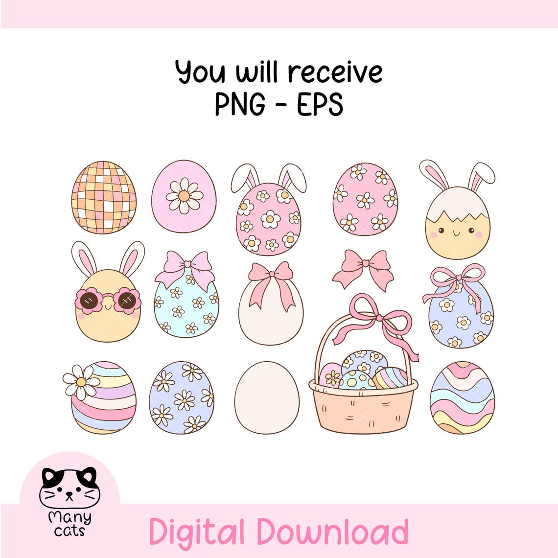 Pastel Groovy Easter Eggs Clipart Coquette Eggs Png Spring Png Retro ...
