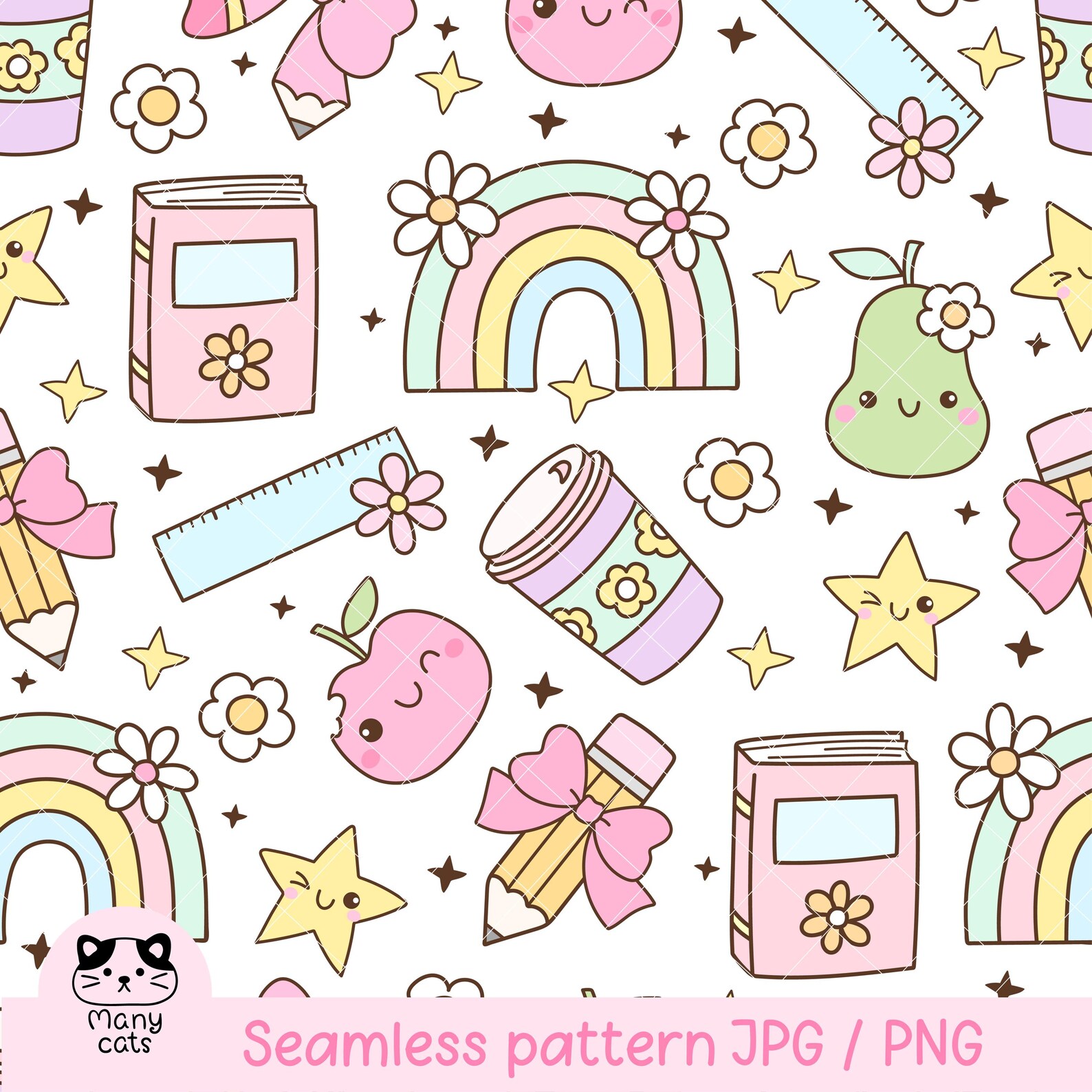 Pastel School Seamless Pattern Teacher Appreciation Seamless School ...
