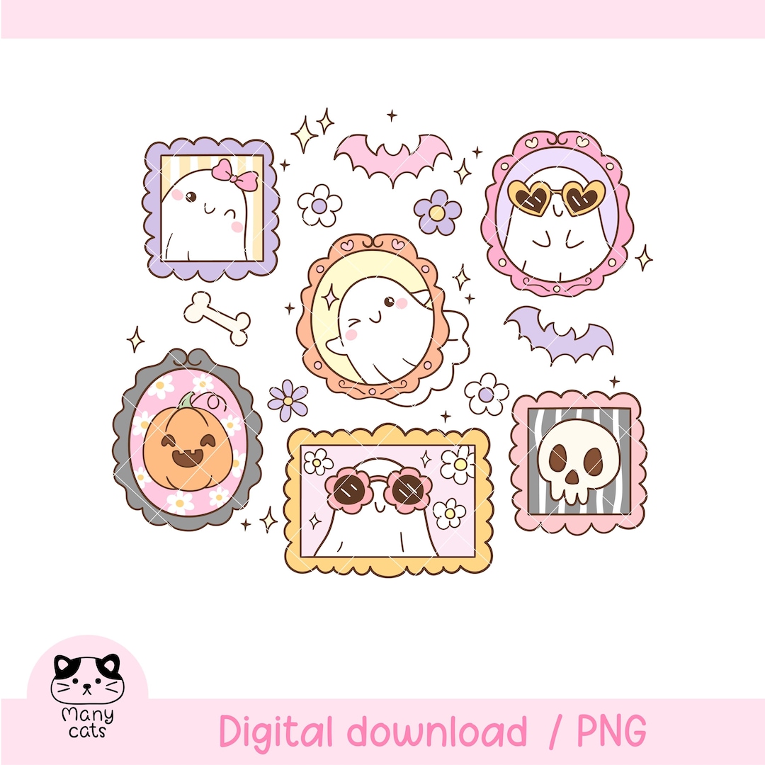 Pastel Ghost Frames Png Spooky Halloween Png Doodle Cute Ghost Png ...