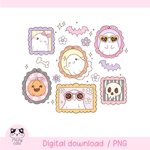 Pastel Ghost Frames Png Spooky Halloween Png Doodle Cute Ghost Png ...