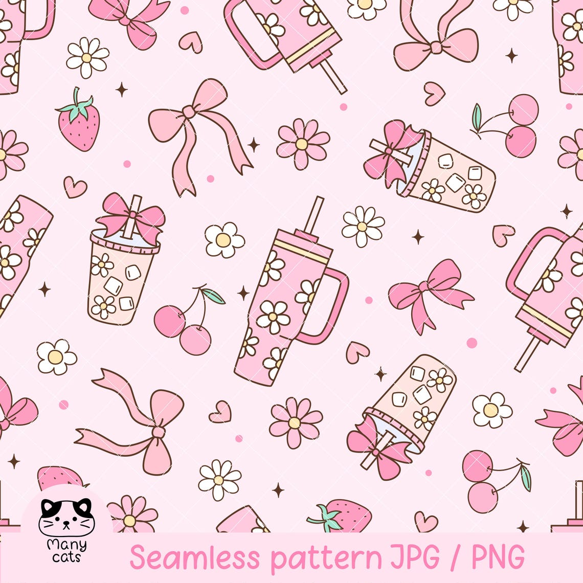 Girly Pink Seamless Pattern Soft Girl Pattern Coquette Girl Repeating ...