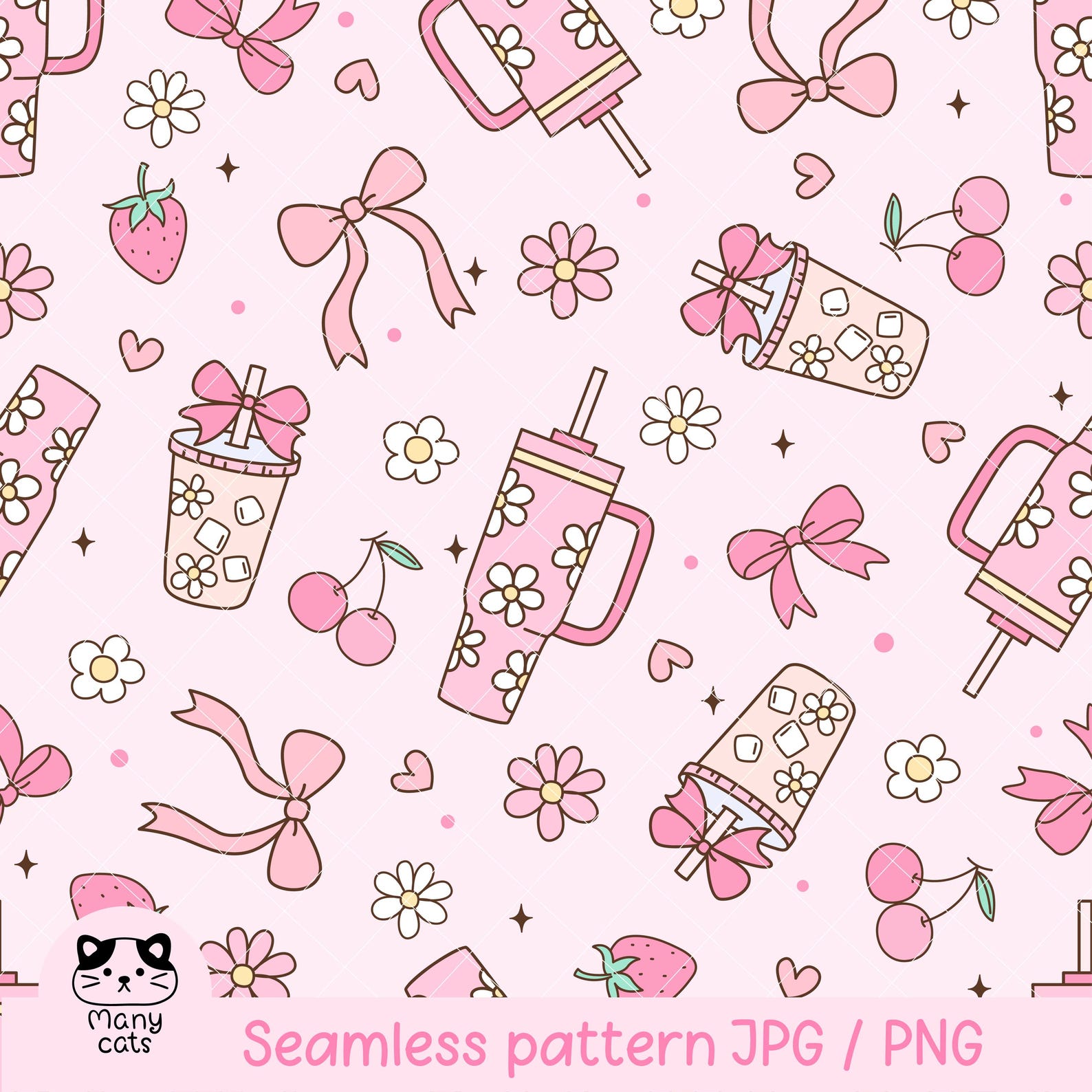 Girly Pink Seamless Pattern Soft Girl Pattern Coquette Girl Repeating ...