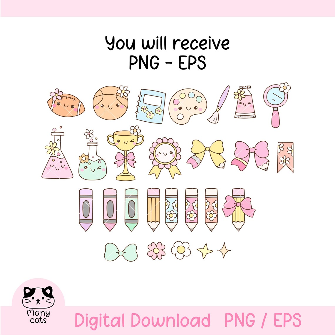 Pastel School Clipart Girly Teacher Png Back to School Png Education ...