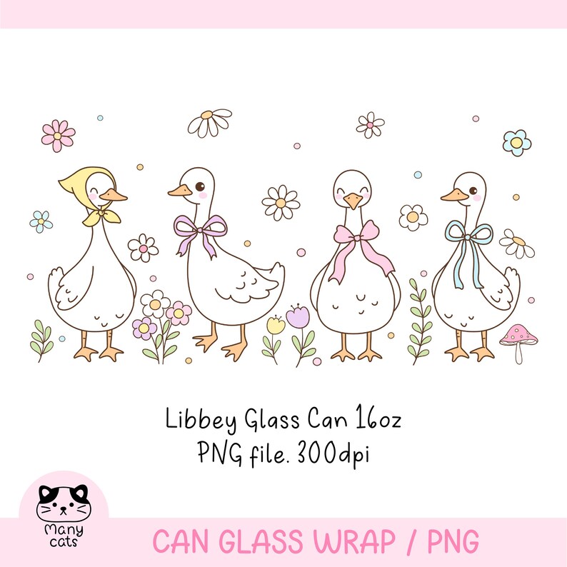 Spring Silly Goose 16oz Libbey Glass Can Wrap Png Cottage Goose Glass ...