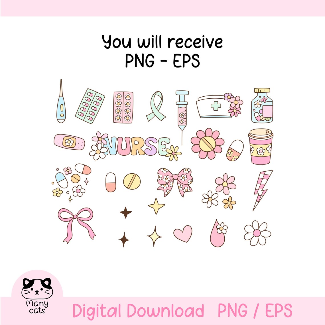 Flower Nurse Life Clipart Pastel Spring Nurse Png Medical Clipart ...