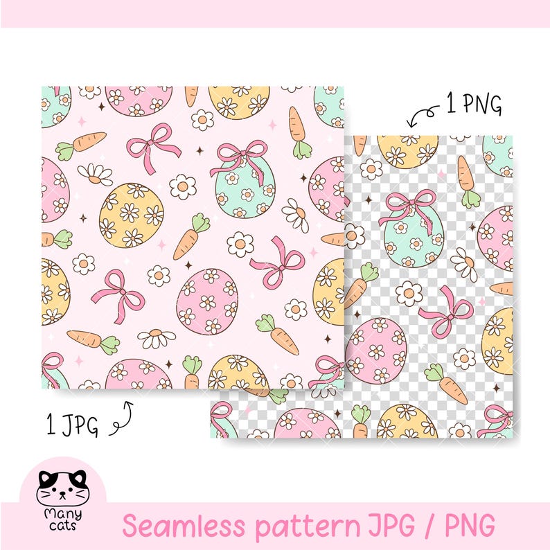 Coquette Easter Seamless Pattern Spring Pattern Easter Bows Repeating Pattern Girly Sublimation ...